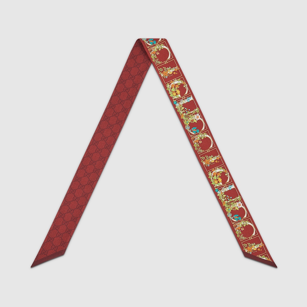 Printed silk twill ribbon in bordeaux | GUCCI® US