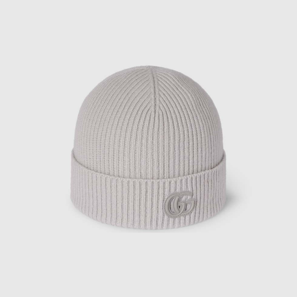Cappello in cashmere con patch in grigio chiaro | GUCCI® IT