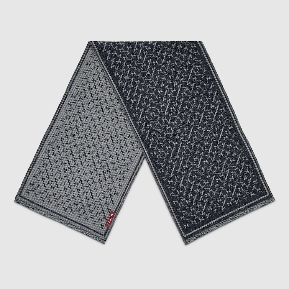 GG wool scarf in dark blue | GUCCI® UK
