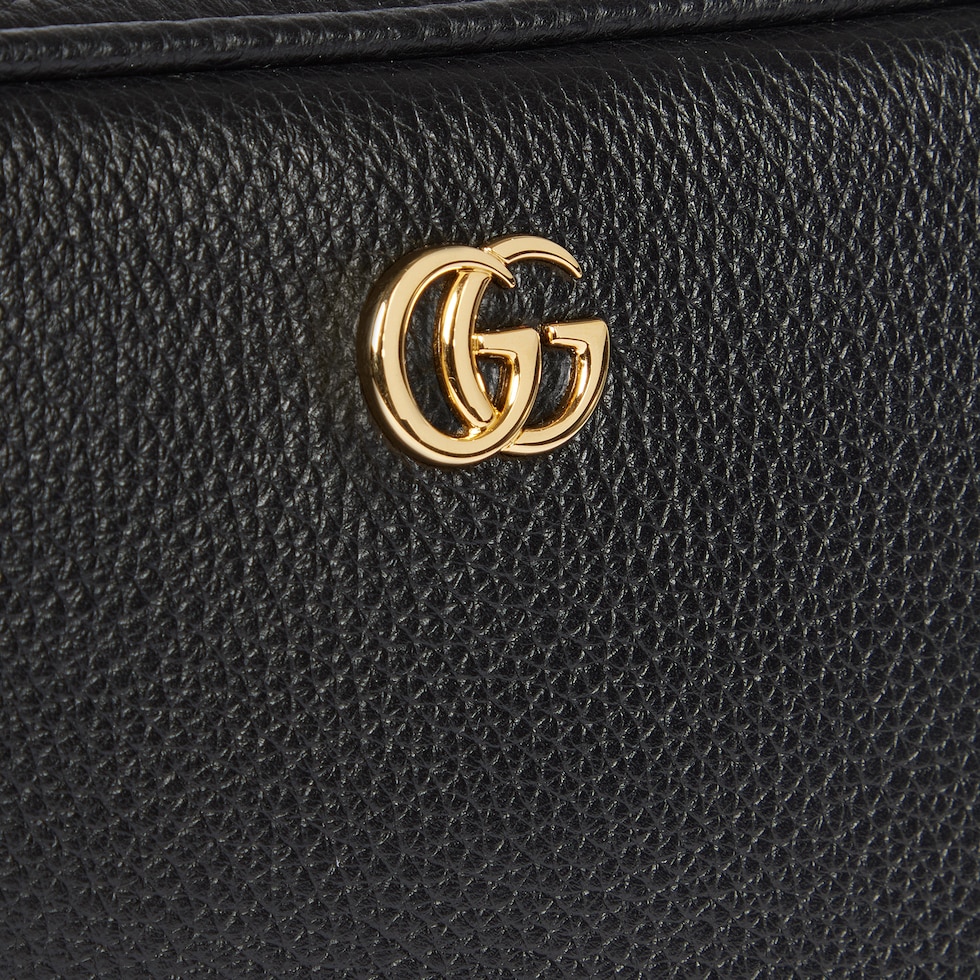 GG Marmont mini camera bag in black and Rosso Ancora leather | GUCCI® US