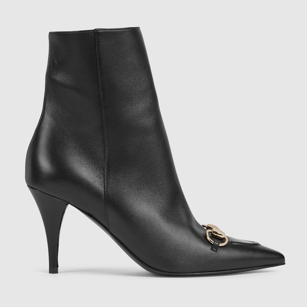 Women's ankle boot with Horsebit in black leather | GUCCI® CA