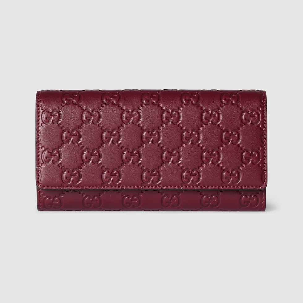 GG Emblem continental wallet in Rosso Ancora red GG leather | GUCCI ...