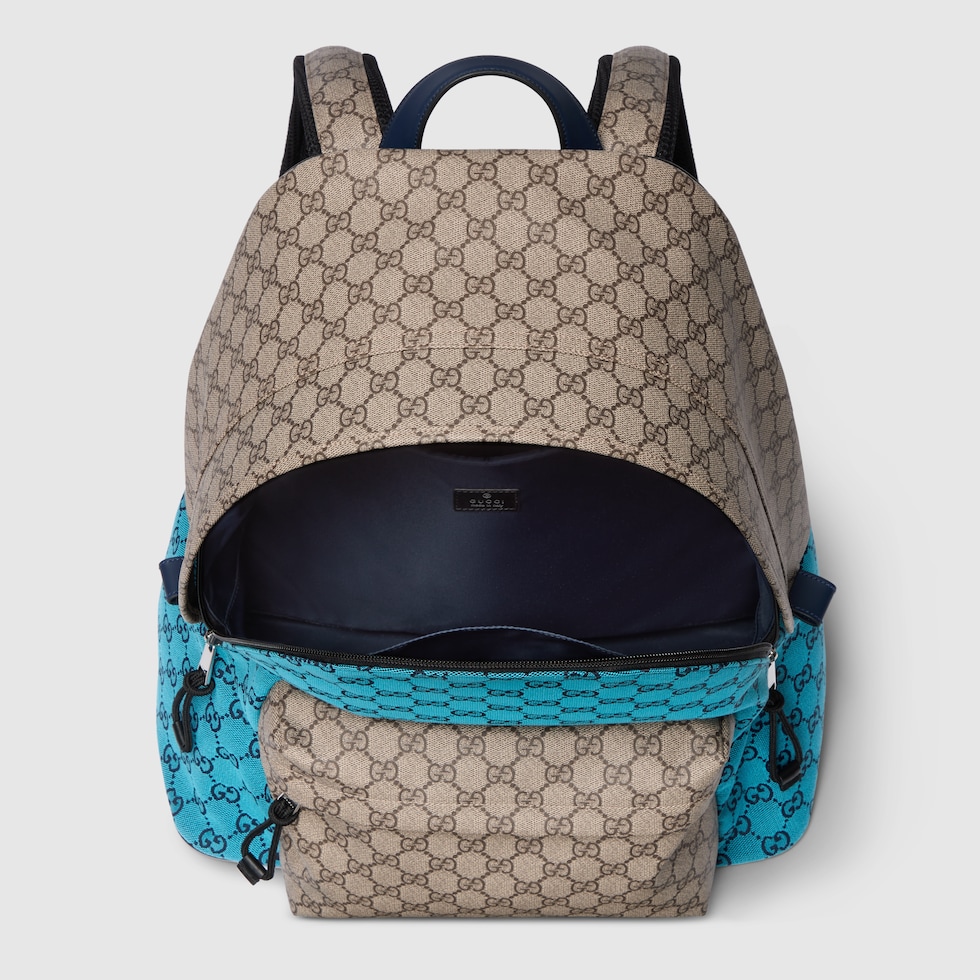 Gucci Match medium GG backpack in light blue GG canvas | GUCCI® US