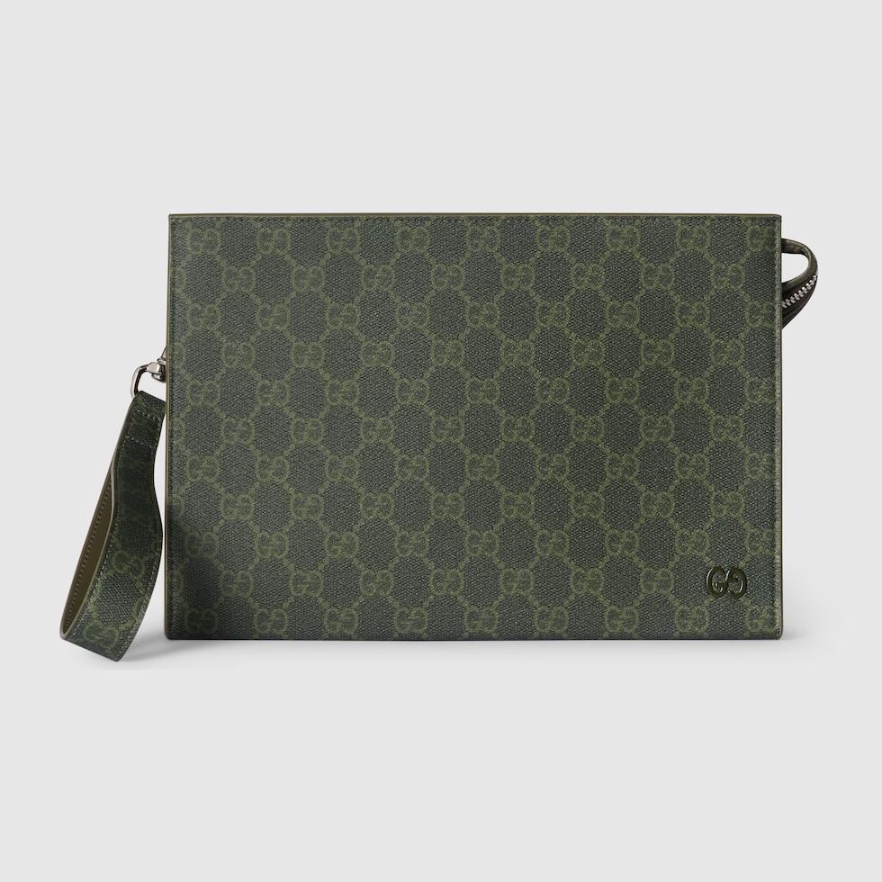 GG Monogram small pouch in forest green GG fabric | GUCCI® AU