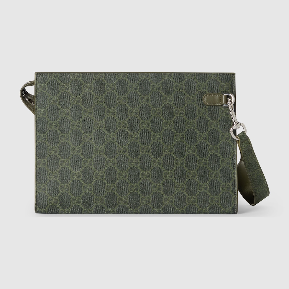 GG Monogram small pouch in forest green GG fabric | GUCCI® US