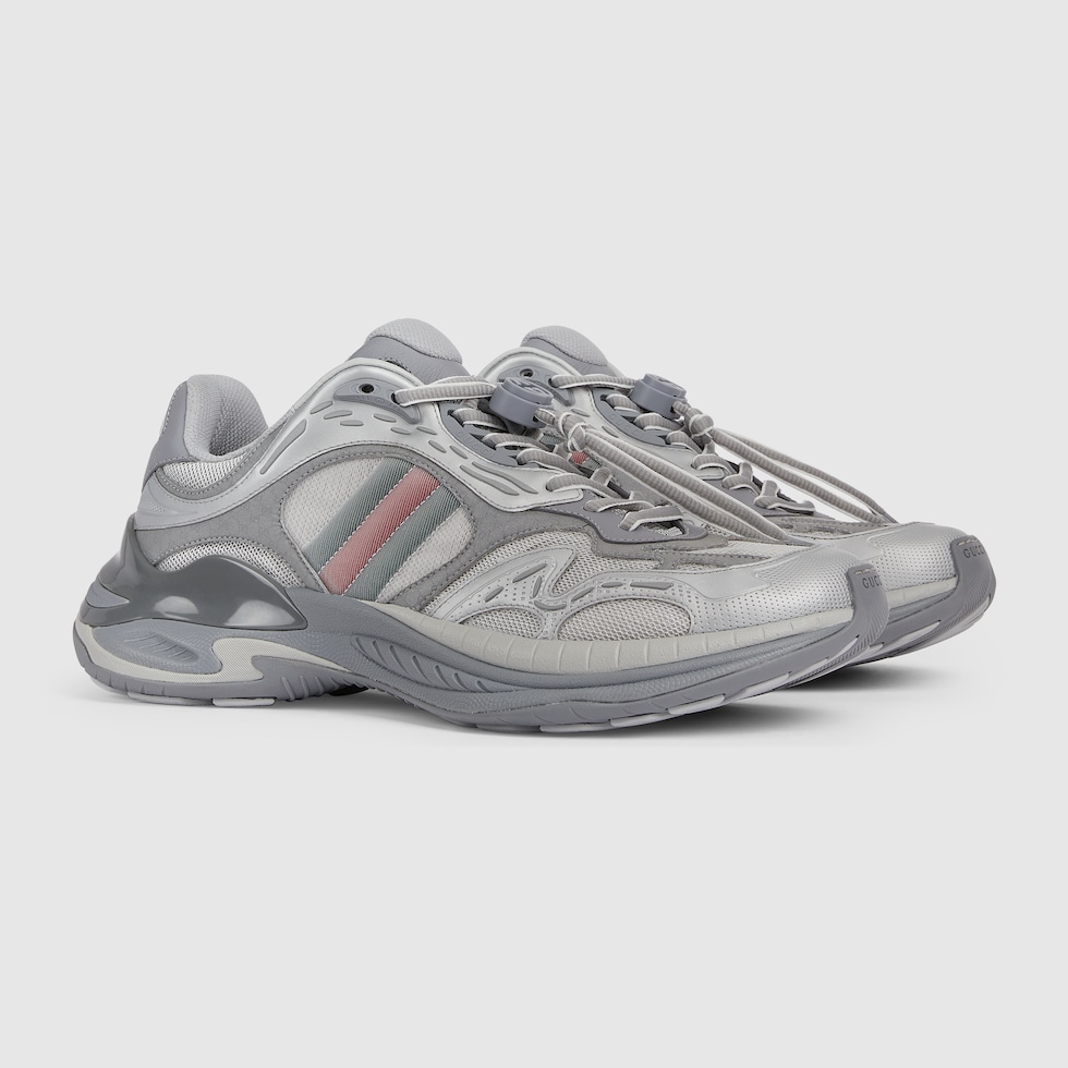 Men's Gucci 2.0 sneaker in silver leather and mesh | GUCCI® SE