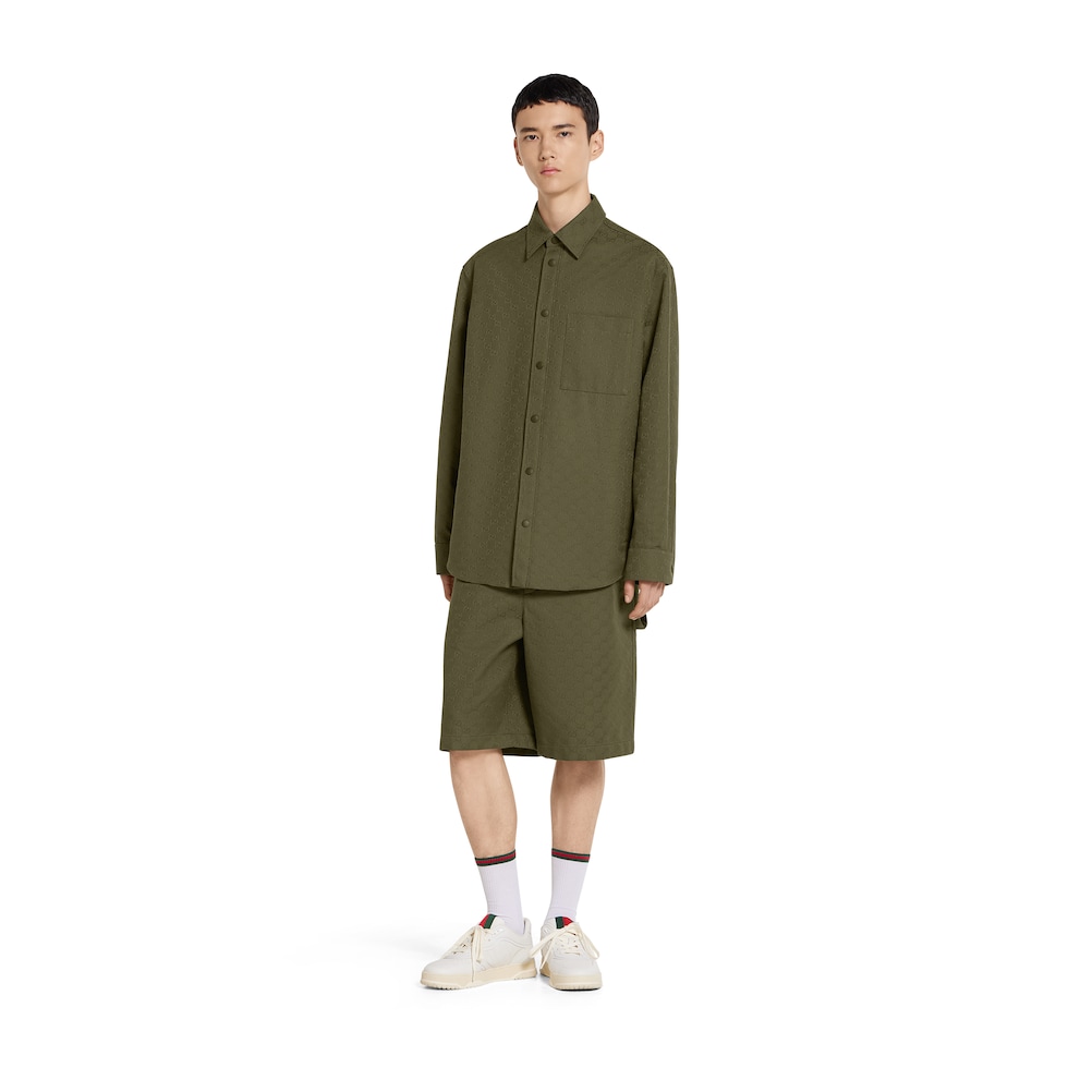 GG canvas shirt in forest green | GUCCI® ES