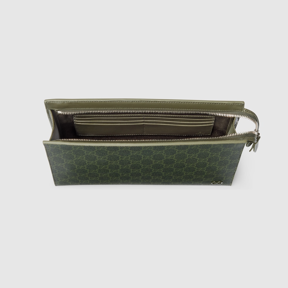 GG Monogram small pouch in forest green GG fabric | GUCCI® AU