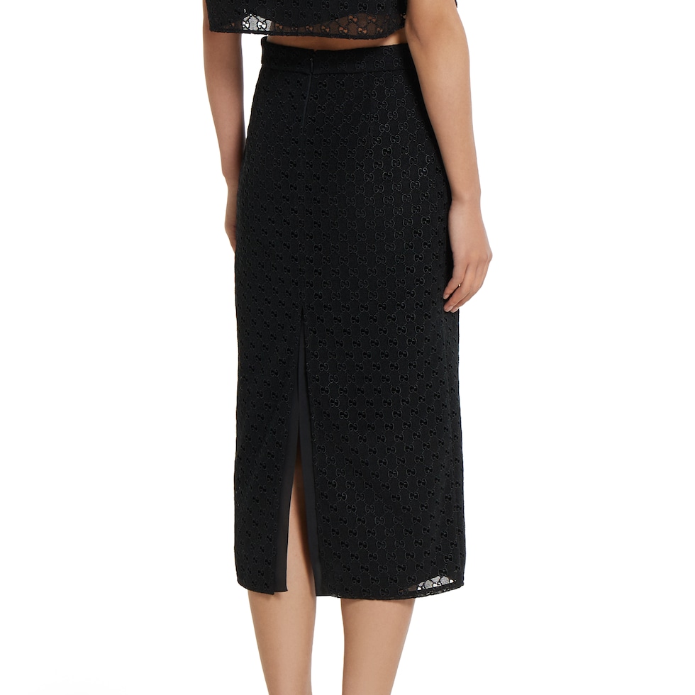 GG macramé skirt in black | GUCCI® US