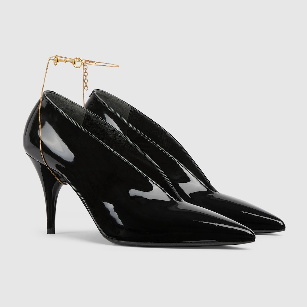 Women's Gucci 97 heeled pump in black patent leather | GUCCI® CA