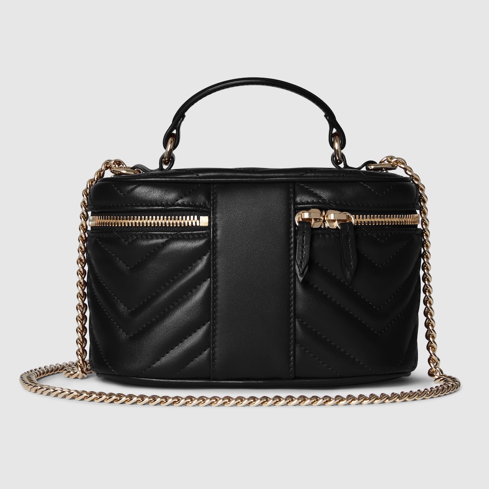 GG Marmont mini vanity bag in black leather | GUCCI® CA