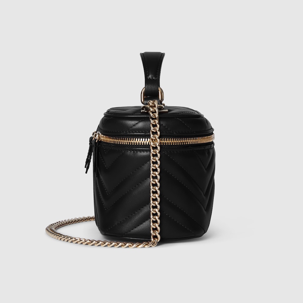 GG Marmont mini vanity bag in black leather | GUCCI® US