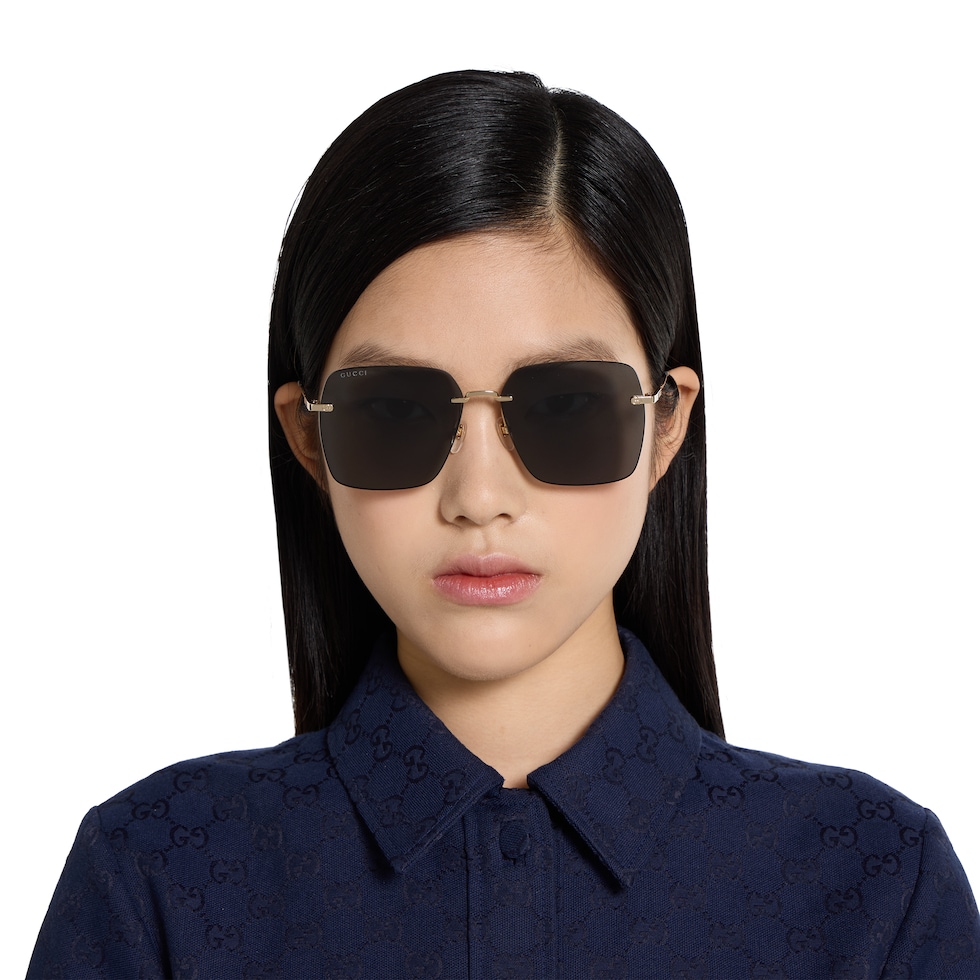 Specialized fit square sunglasses in light gold | GUCCI® US