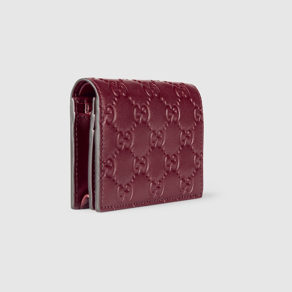 GG Emblem small wallet in Rosso Ancora red GG leather | GUCCI® TH