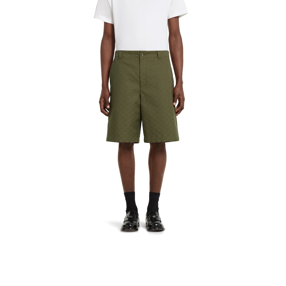 GG canvas shorts in forest green | GUCCI® US