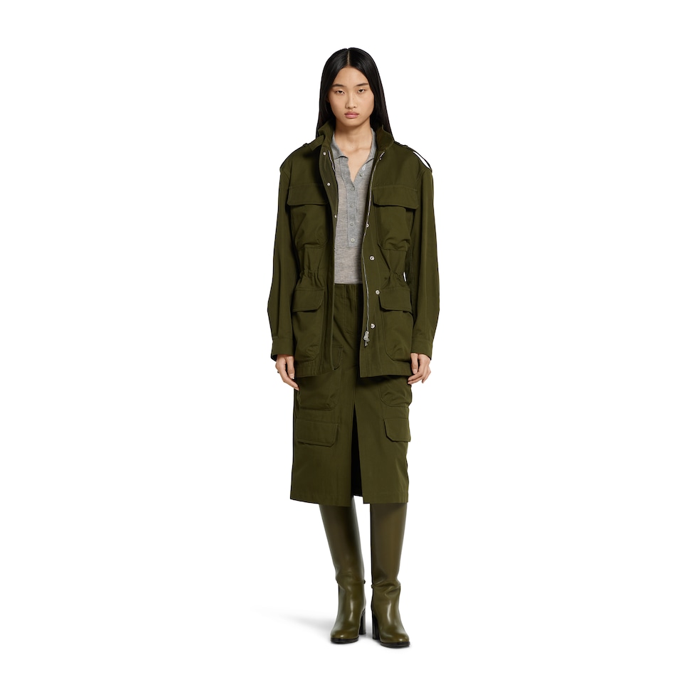 Cotton canvas jacket with embroidery in forest green | GUCCI® HU