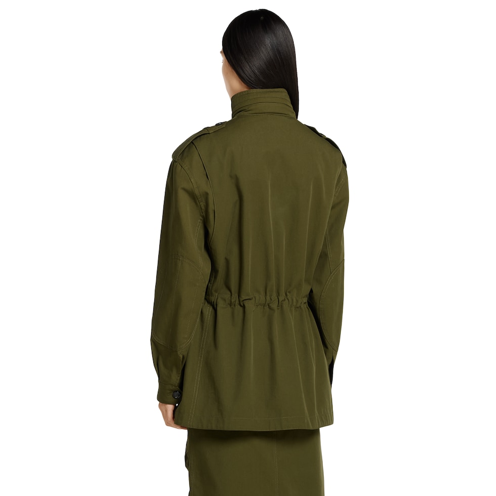 Cotton canvas jacket with embroidery in forest green | GUCCI® HU