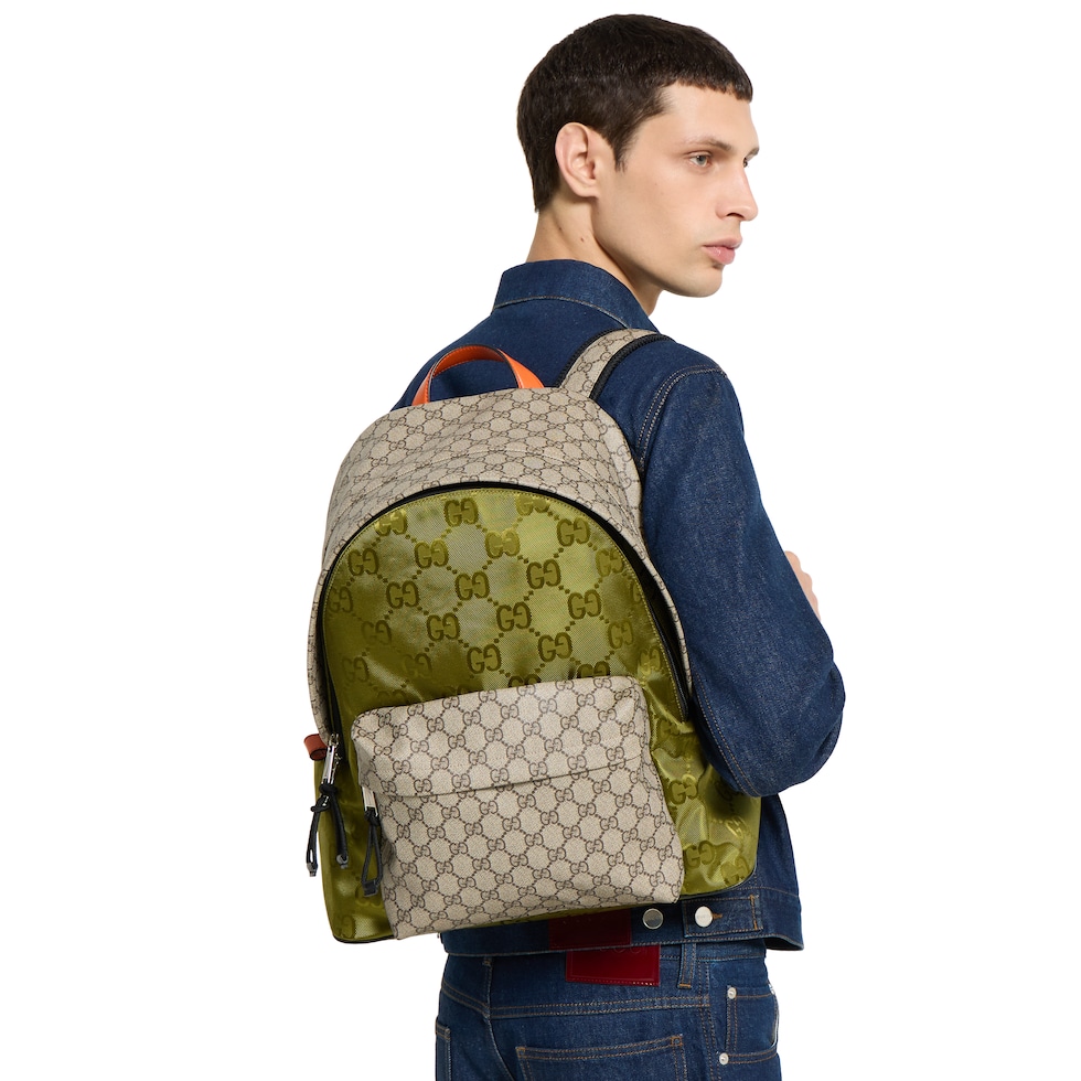 Gucci Match medium GG backpack in dark green GG nylon | GUCCI® US