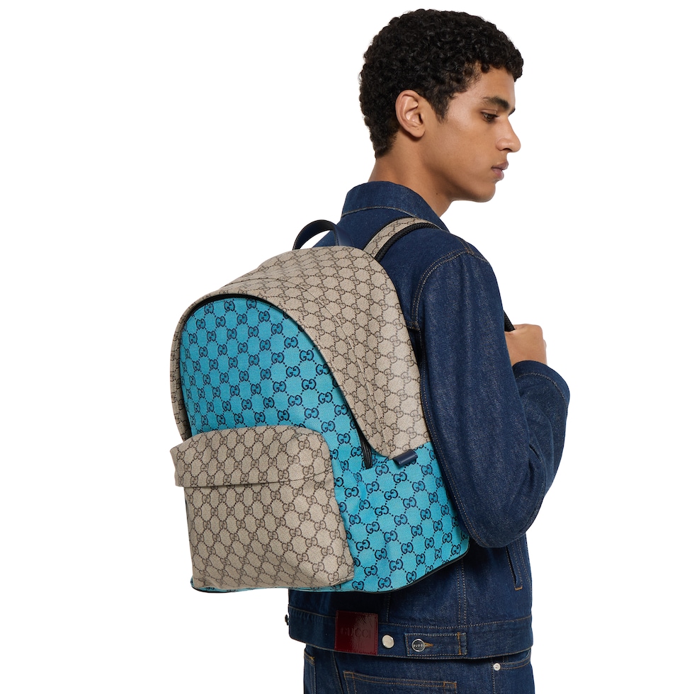 Gucci Match medium GG backpack in light blue GG canvas | GUCCI® CA
