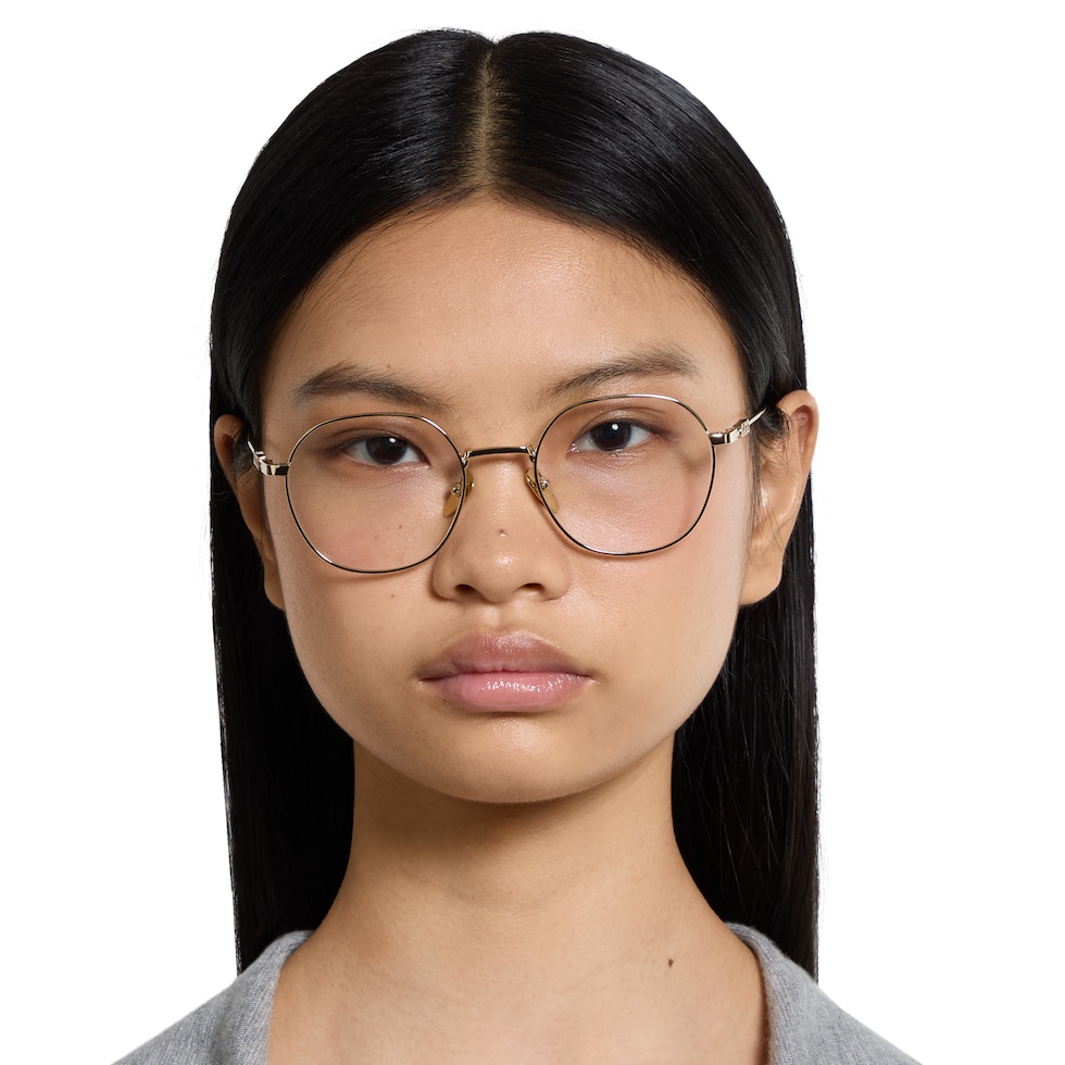Round optical frame in light gold | GUCCI® US