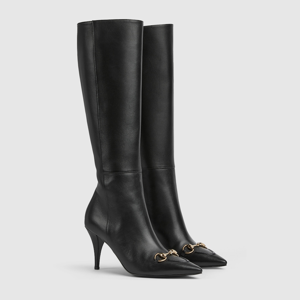 Women's boot with Horsebit in black leather | GUCCI® SI