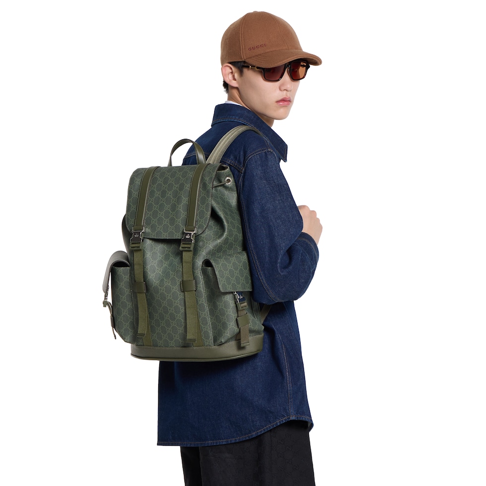 GG Monogram large backpack in forest green GG fabric | GUCCI® US