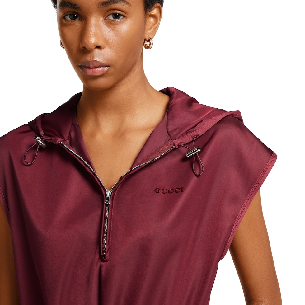 Fine nylon dress with logo in rosso ancora red | GUCCI® US