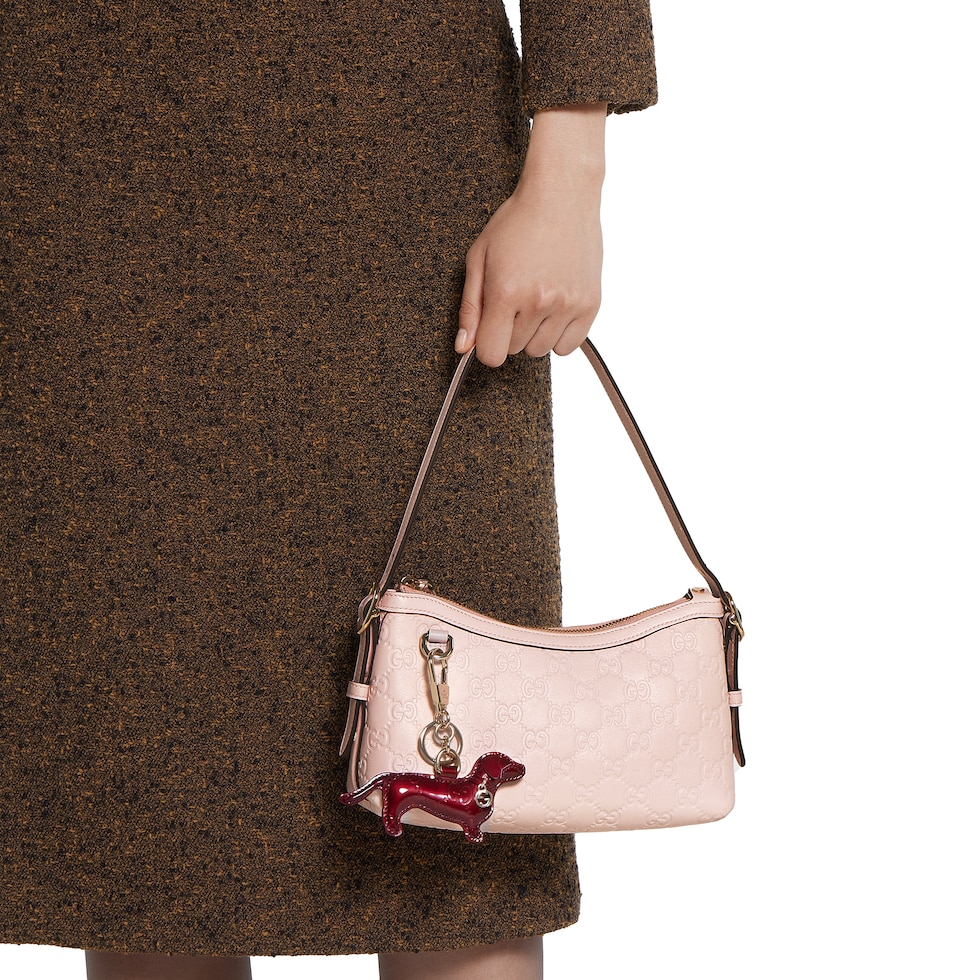 GG Emblem small shoulder bag in pink GG leather | GUCCI® CA