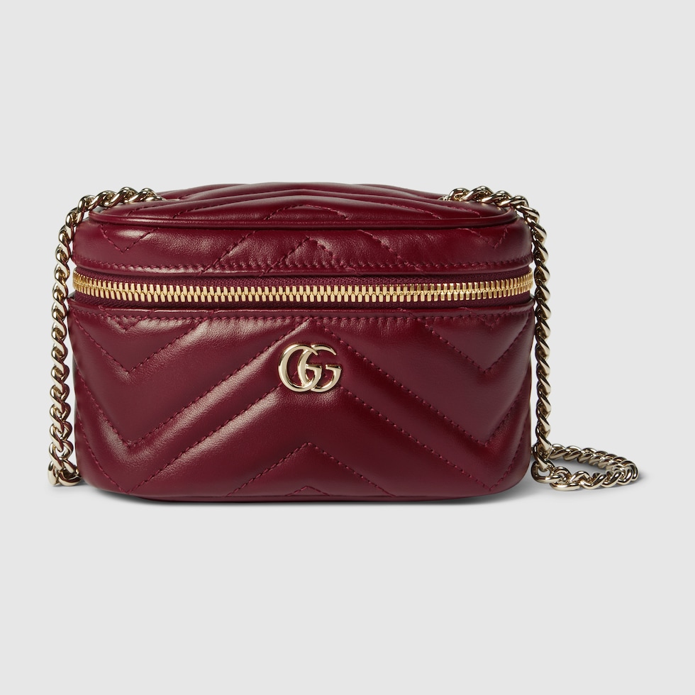 GG Marmont nano vanity bag in Rosso Ancora red leather | GUCCI® NL