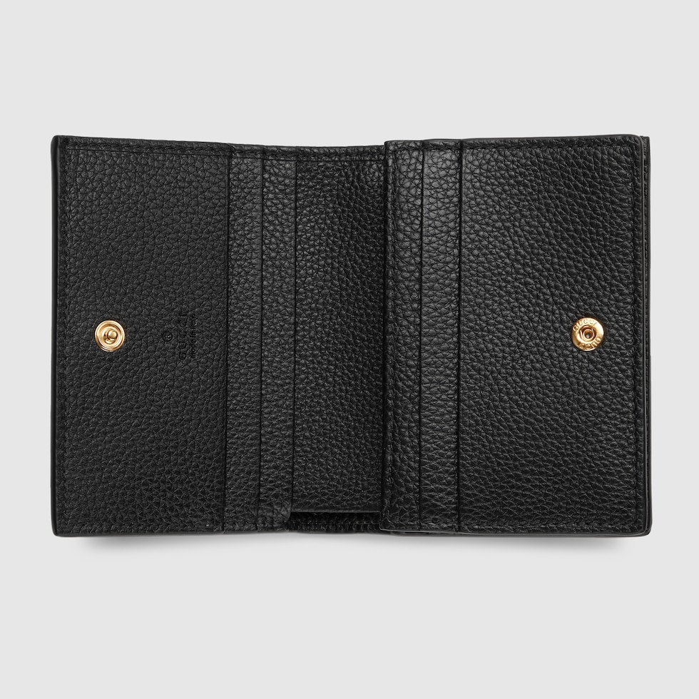 GG Marmont bi-color card case wallet in beige and black leather | GUCCI® CA