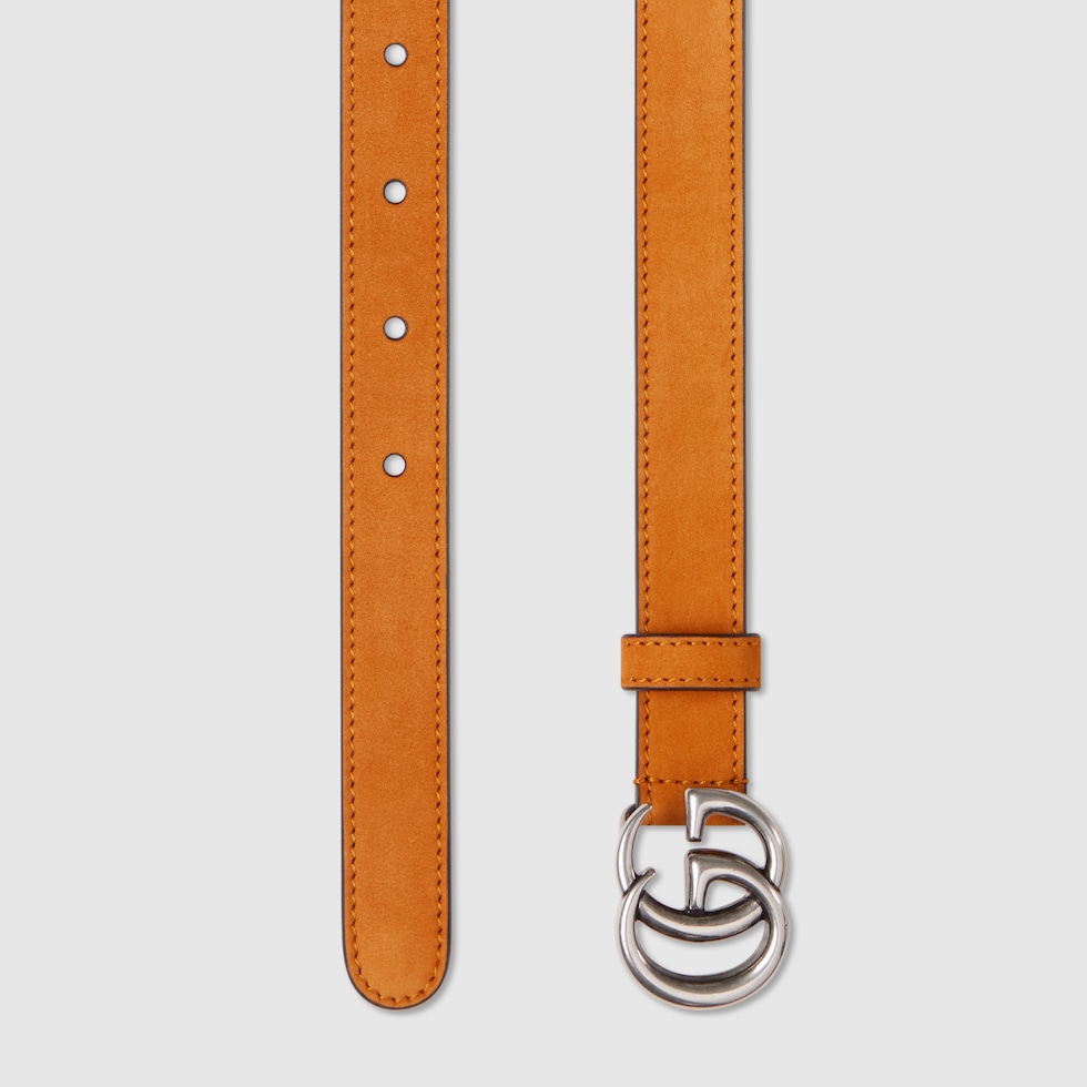 GG Marmont thin belt in brown suede | GUCCI® UK