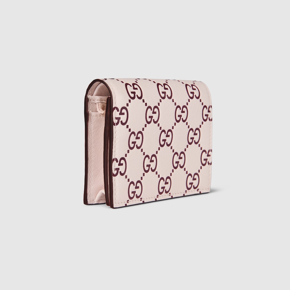 GG Emblem small wallet in pink and red G leather | GUCCI® US