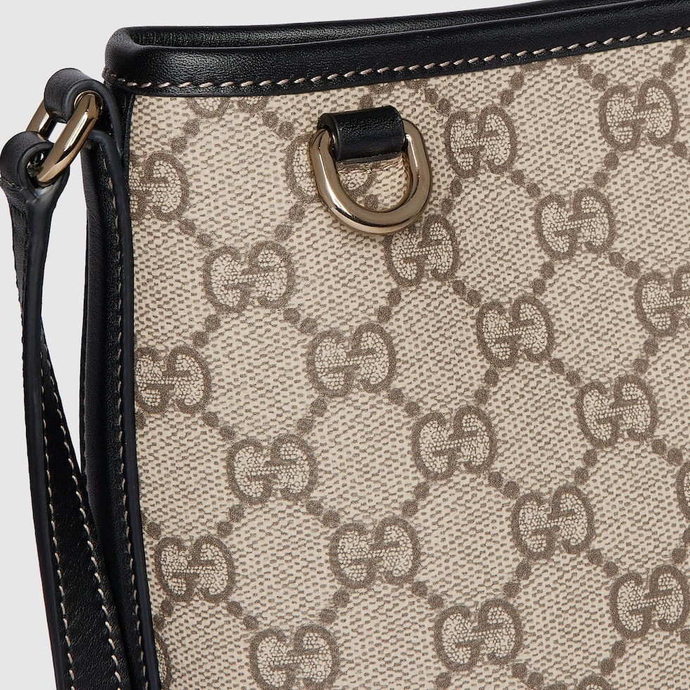 GG Emblem nano bucket bag in beige and dark brown fabric | GUCCI® CH
