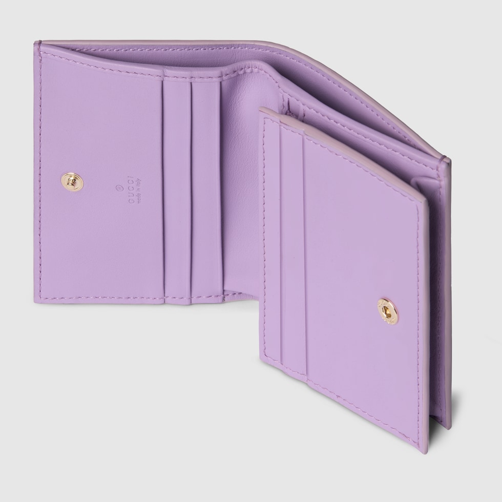 GG Emblem small wallet in lilac GG leather | GUCCI® US