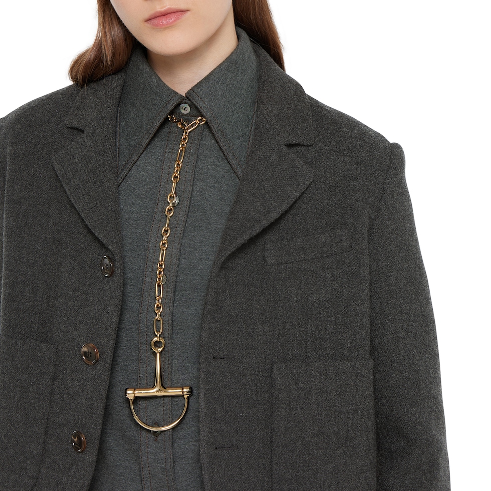 Heavy wool flannel jacket in dark grey | GUCCI® SG