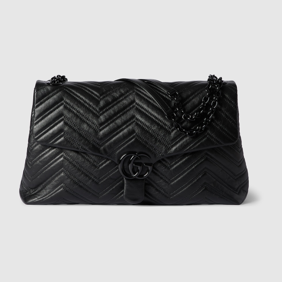 GG Marmont large shoulder bag in black leather | GUCCI® AT