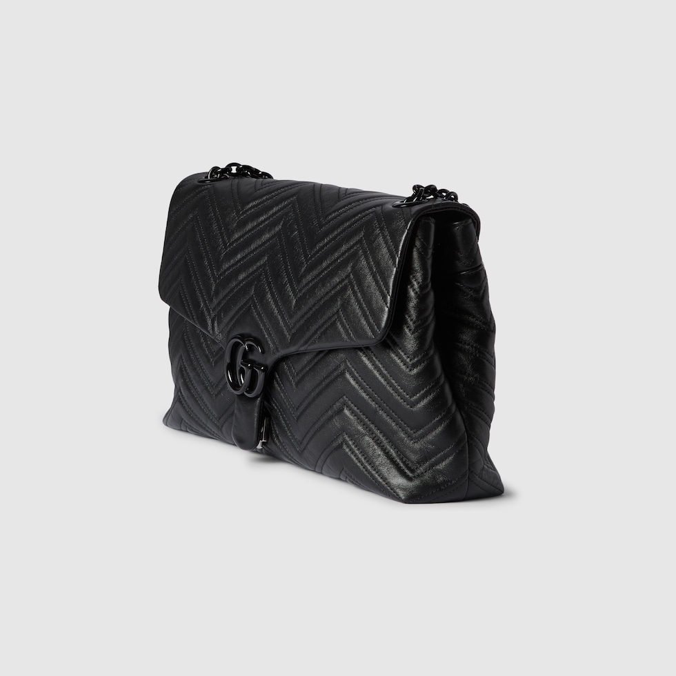 GG Marmont large shoulder bag in black leather | GUCCI® BG