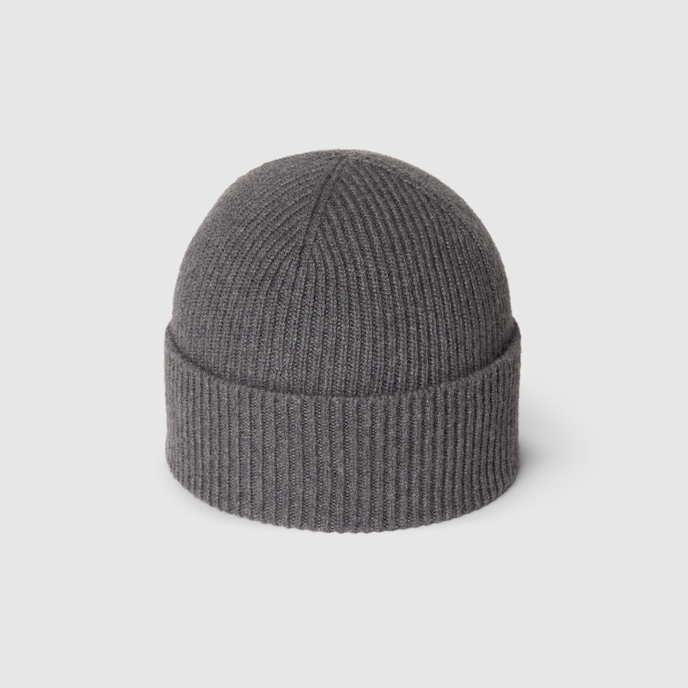 Cashmere hat with patch in grey | GUCCI® US