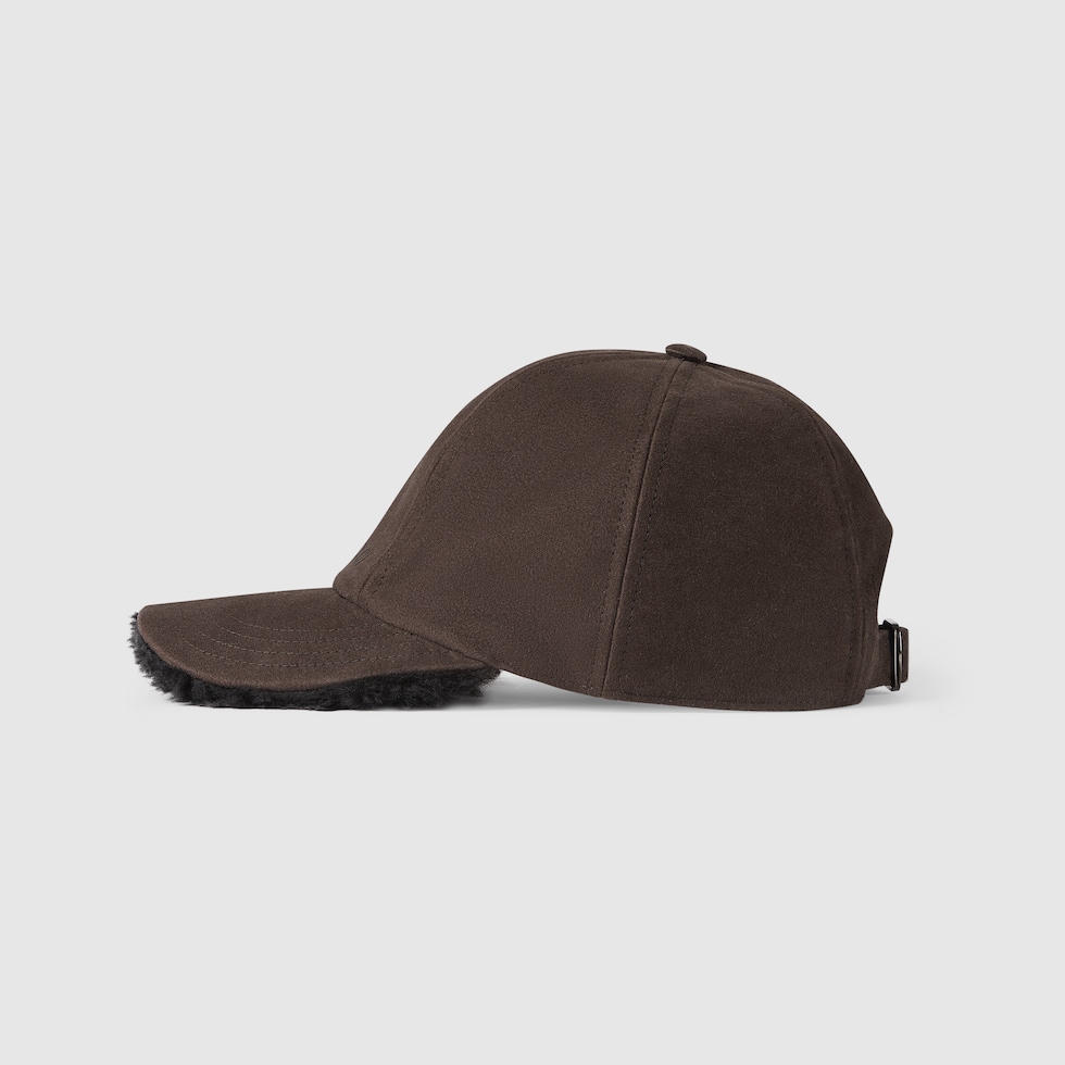 Cotton shearling baseball cap in dark brown | GUCCI® NL