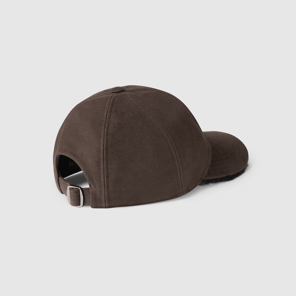 Cotton shearling baseball cap in dark brown | GUCCI® NL