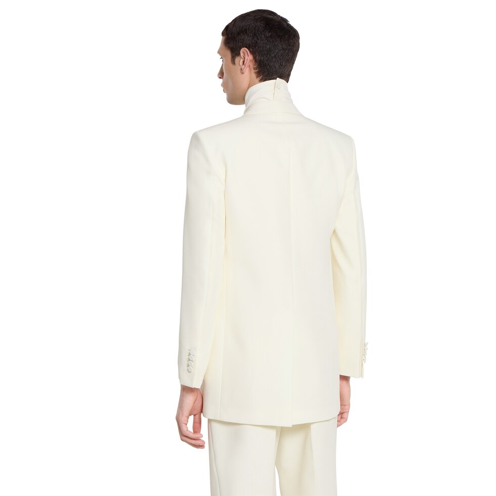Double-breast technical panama jacket in ivory | GUCCI® US