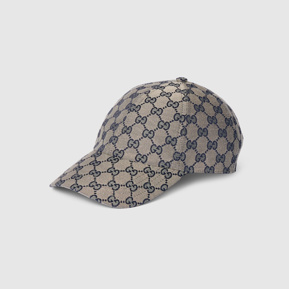 GG cotton canvas baseball hat in beige and blue | GUCCI® AE