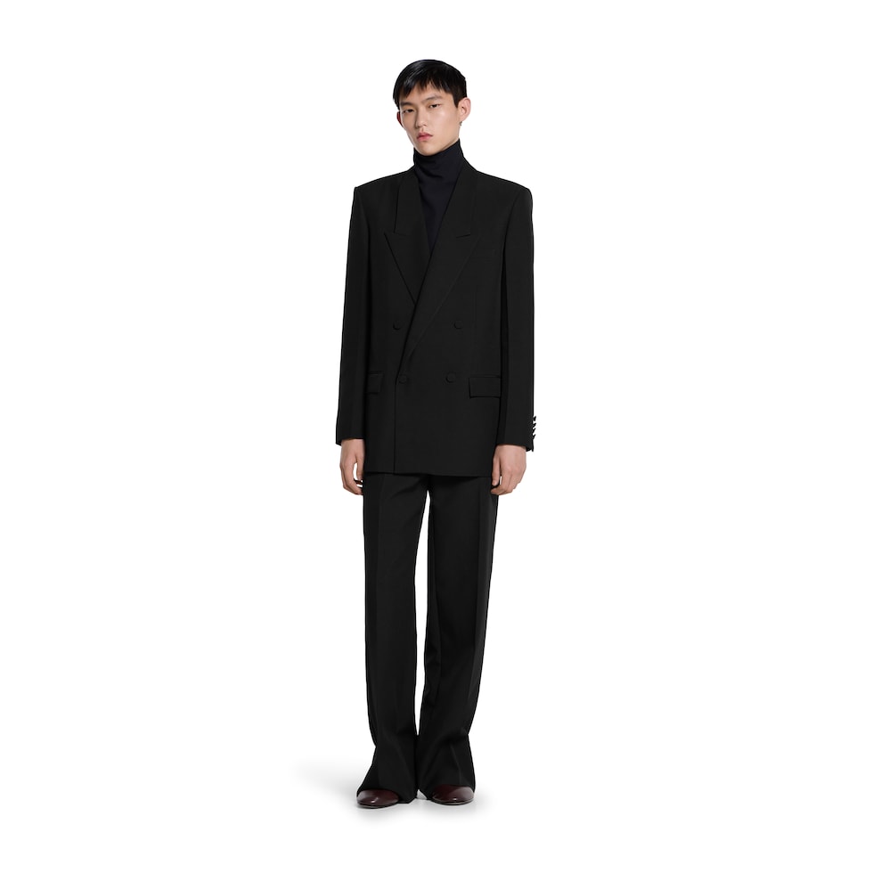 Double-breast technical panama jacket in black | GUCCI® UK