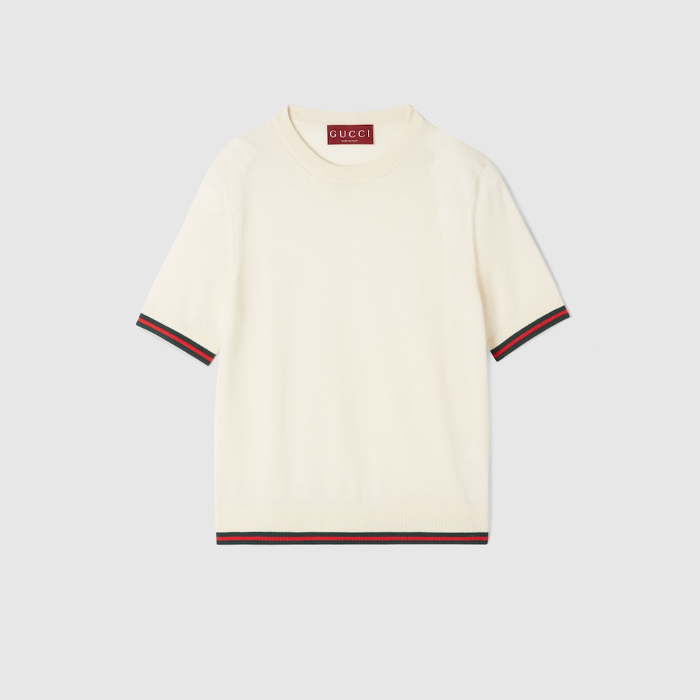 Maglia in seta e cashmere extra fine in bianco | GUCCI® IT