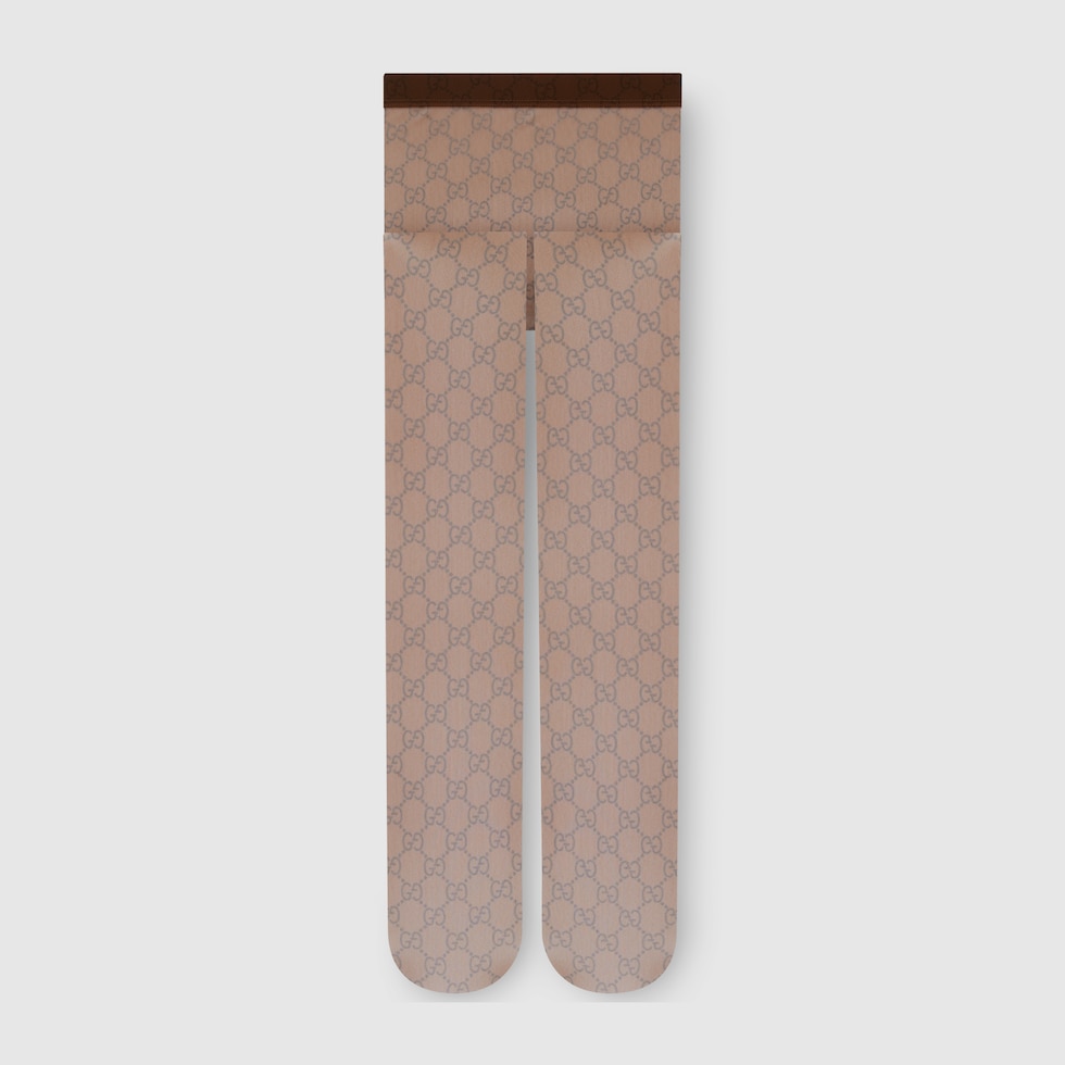 Printed stretch nylon tights in brown | GUCCI® US