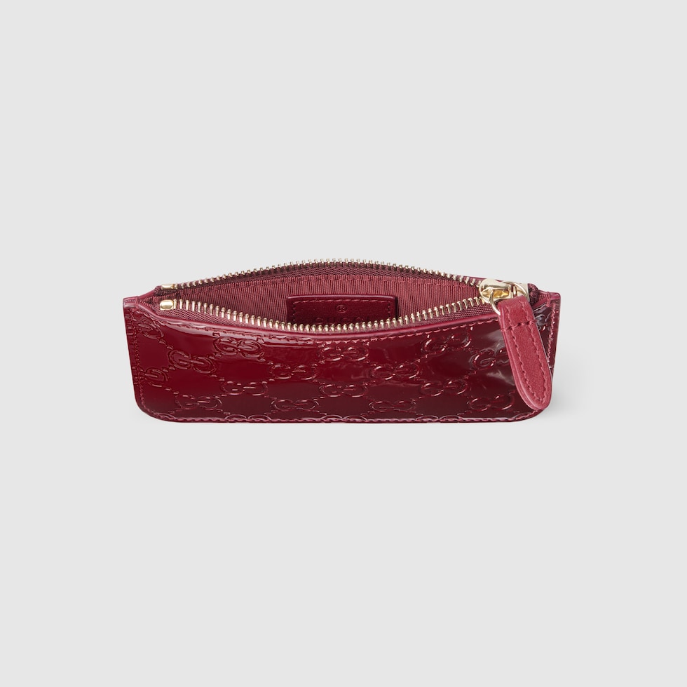 GG Emblem key pouch in Rosso Ancora red GG leather | GUCCI® CA