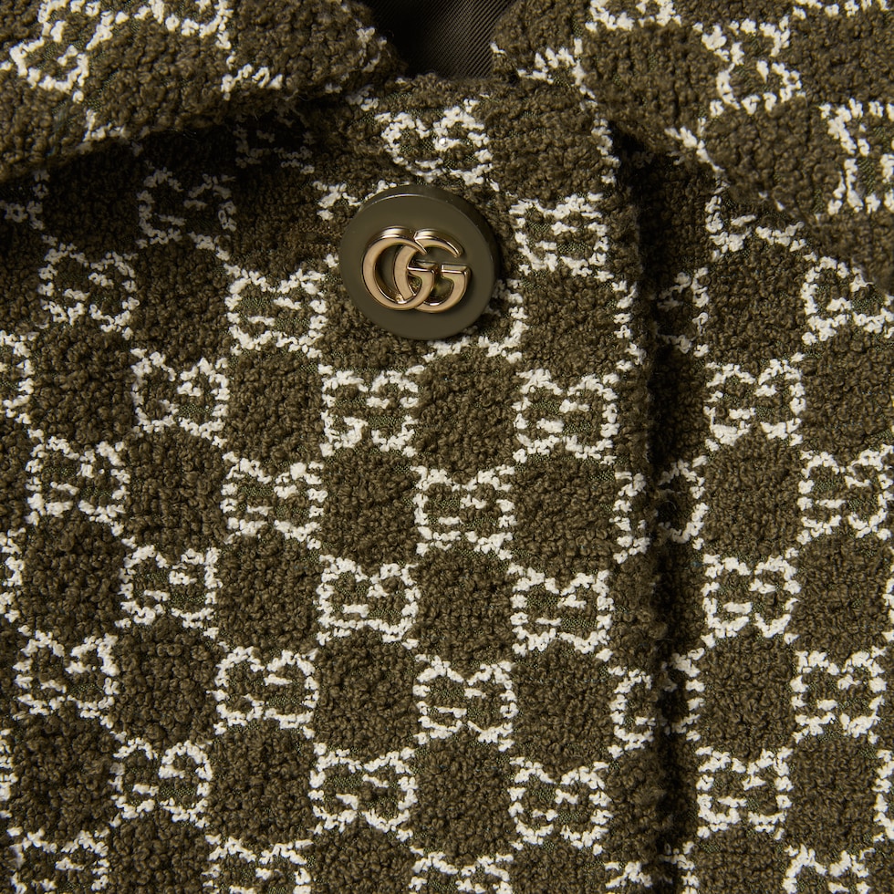 GG cotton bouclé jacket in forest green and white | GUCCI® US