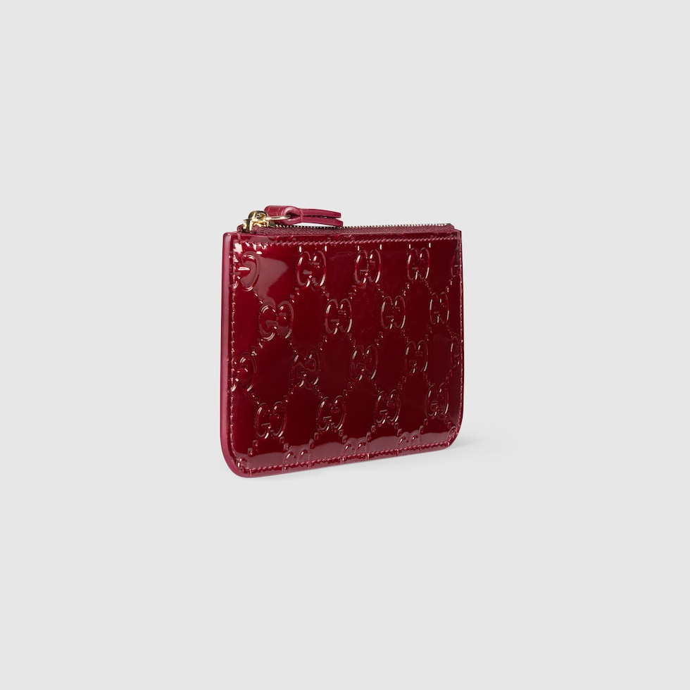 GG Emblem key pouch in Rosso Ancora red GG leather | GUCCI® CA