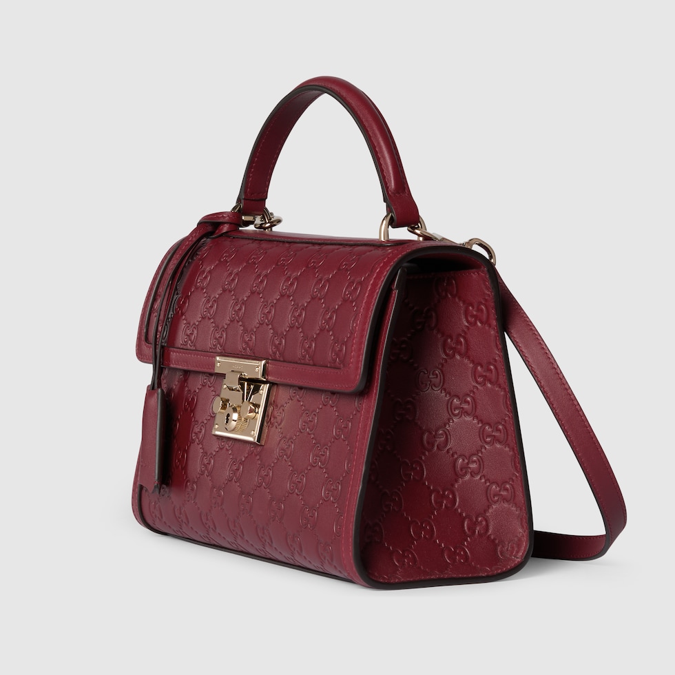Padlock medium top handle bag in Rosso Ancora red GG leather | GUCCI® NL