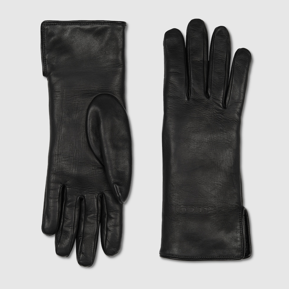 Leather gloves in black | GUCCI® CA